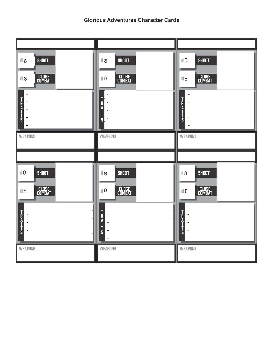 Unit Sheet - Glorious Adventures (skirmish) - Downloadable .pdf – Wiley ...